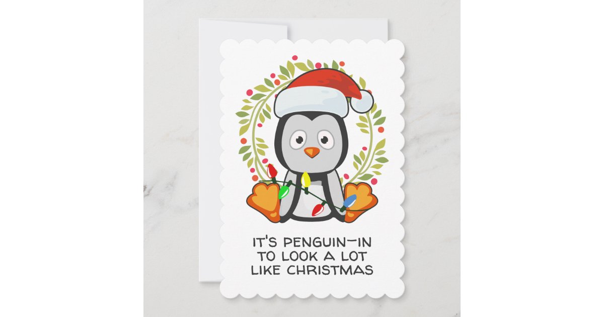 Funny Christmas Song Pun Penguin Holiday Card | Zazzle