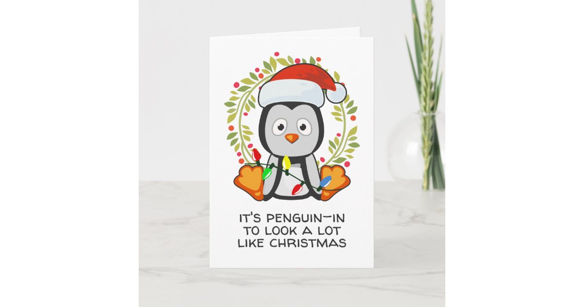 Funny Christmas Song Pun Penguin Holiday Card | Zazzle