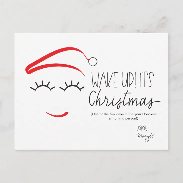 Funny Christmas Wake Up It's Christmas Lashes Holiday Postcard | Zazzle