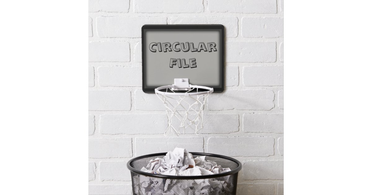 Funny Circular File Trash Can Hoop Gray | Zazzle