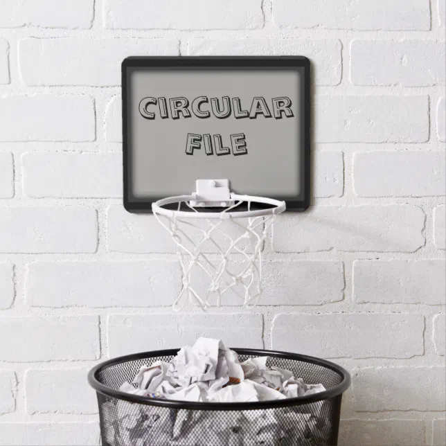 Funny Circular File Trash Can Hoop Gray | Zazzle