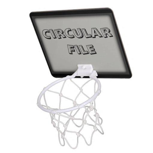 Funny Circular File Trash Can Hoop Gray | Zazzle