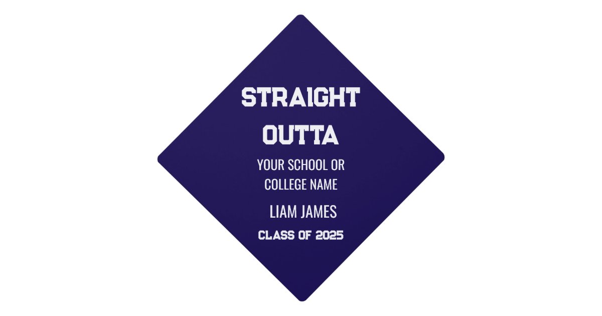 Funny Class of 2025 Minimal Blue Graduation Cap Topper | Zazzle