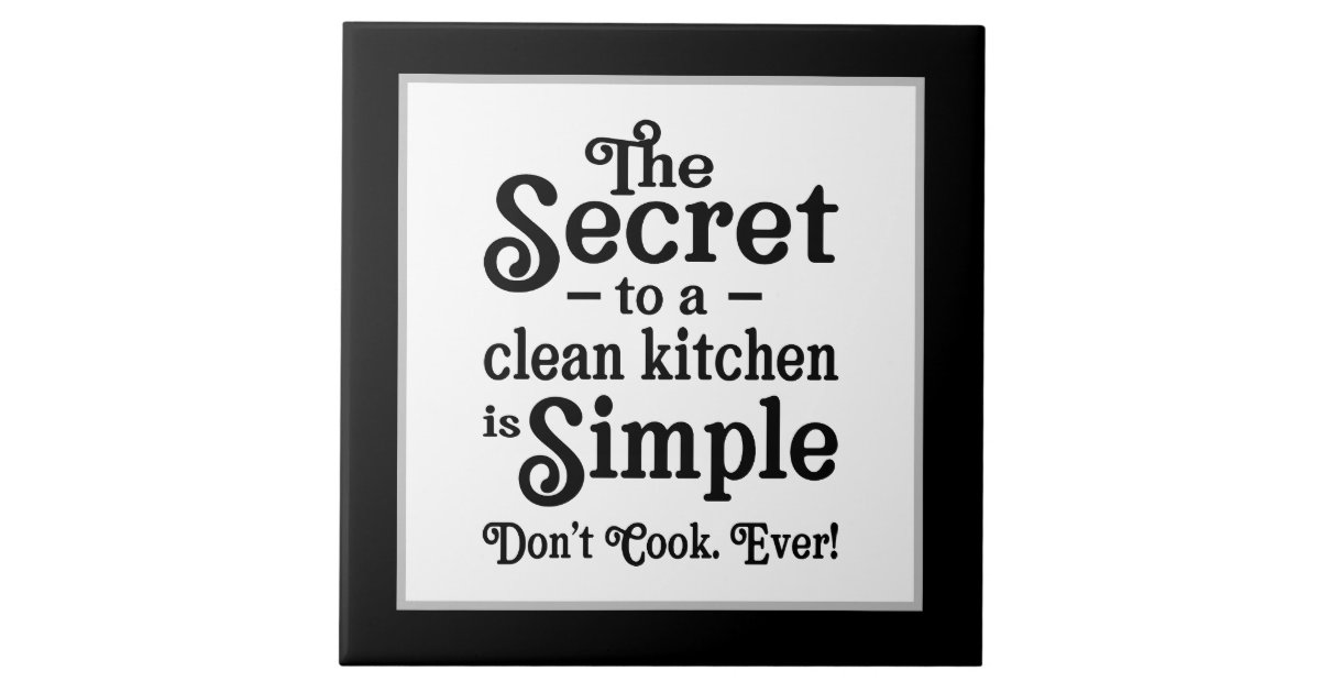Funny clean kitchen word art ceramic tile | Zazzle