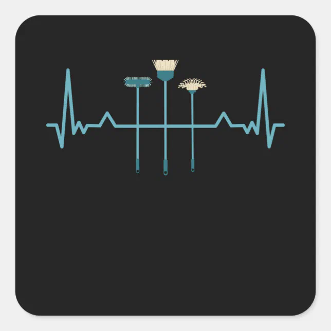 Funny Cleaning Heartbeat Cleaner Gift Square Sticker | Zazzle