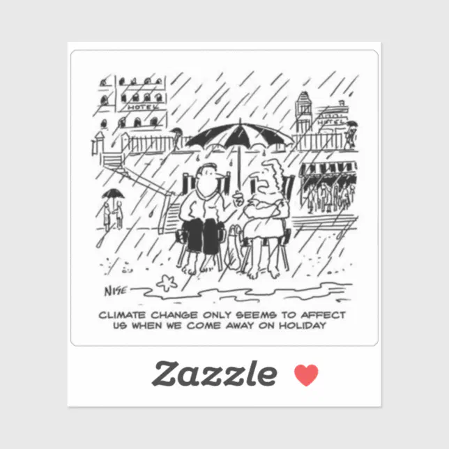 Funny Climate Change Holiday Cartoon. Sticker | Zazzle