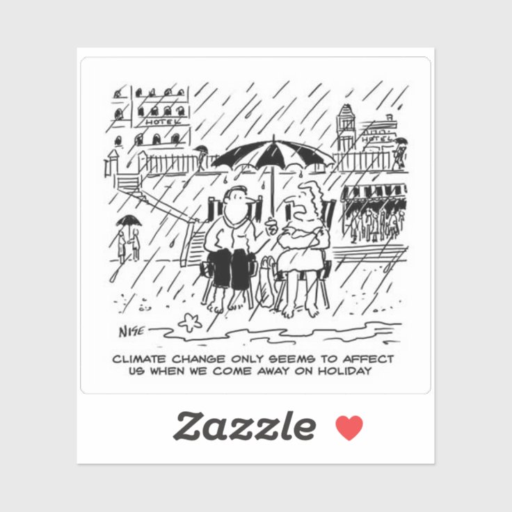Funny Climate Change Holiday Cartoon. Sticker | Zazzle