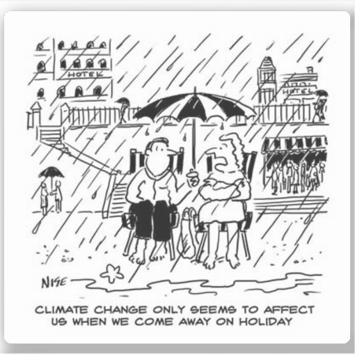 Funny Climate Change Holiday Cartoon. Sticker | Zazzle
