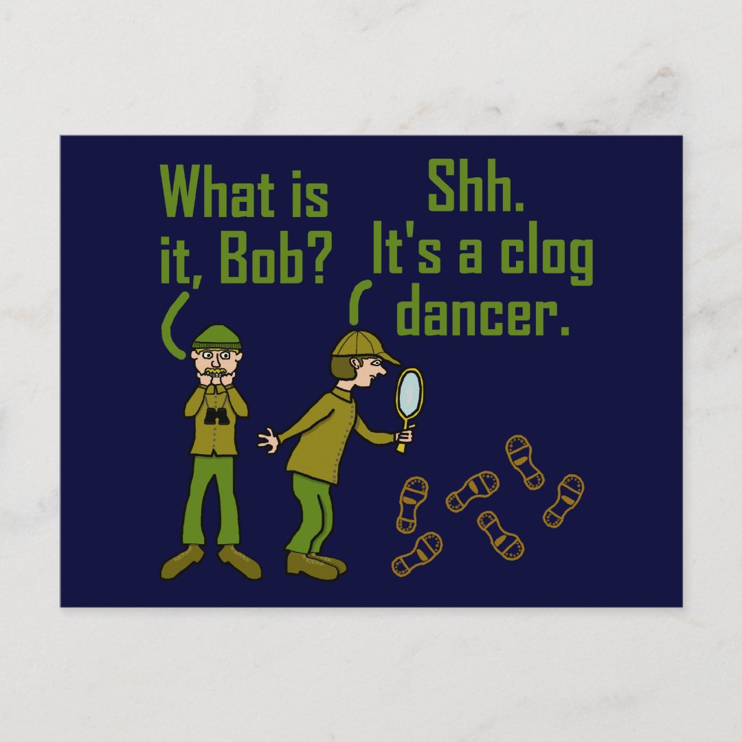 Funny Clogger Footsteps Cartoon Postcard | Zazzle