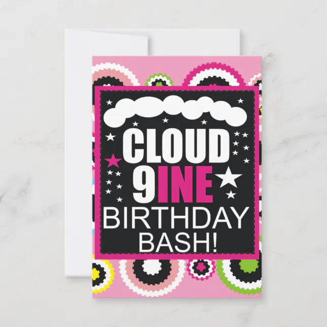 Funny Cloud Nine Cosmic Birthday Party Invitation | Zazzle