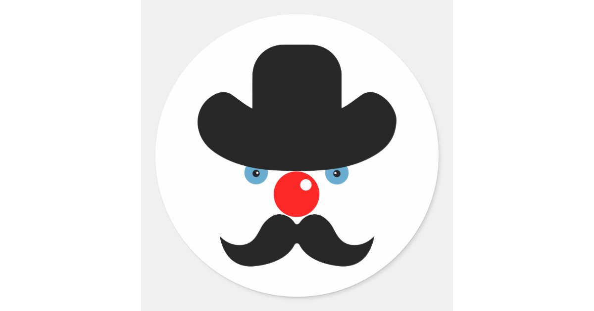 Funny clown face classic round sticker | Zazzle