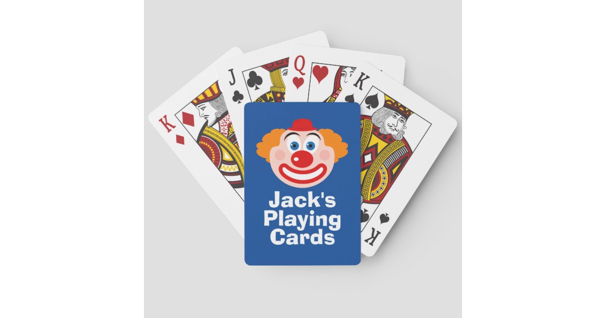 Funny clown face custom playing cards for kids | Zazzle