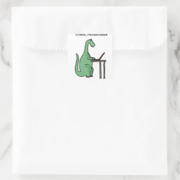 Funny COBOL Programmer Dinosaur Square Sticker | Zazzle