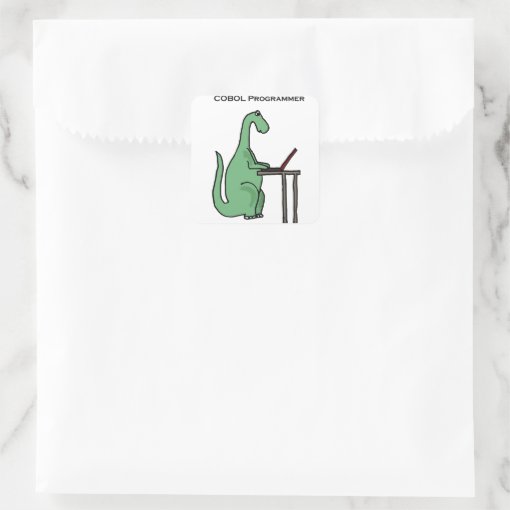 Funny COBOL Programmer Dinosaur Square Sticker | Zazzle