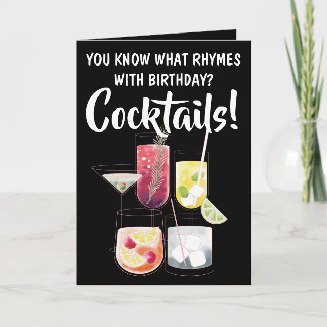 Funny Cocktails, Drinking Birthday Card | Zazzle