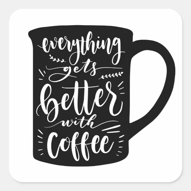 Funny Coffee Addict Java, Latte Caffeine Quote Square Sticker | Zazzle