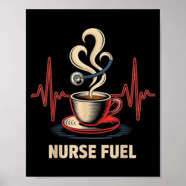 Funny Coffee Nurse Ekg Nurses Energy Caffeine Love Poster | Zazzle