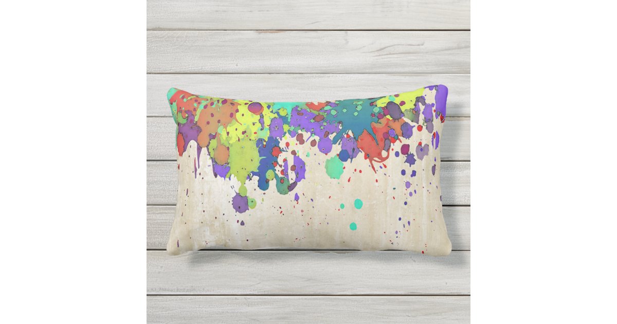 FUNNY COLOR SPLASH I + your backgr. & ideas Outdoor Pillow | Zazzle.com