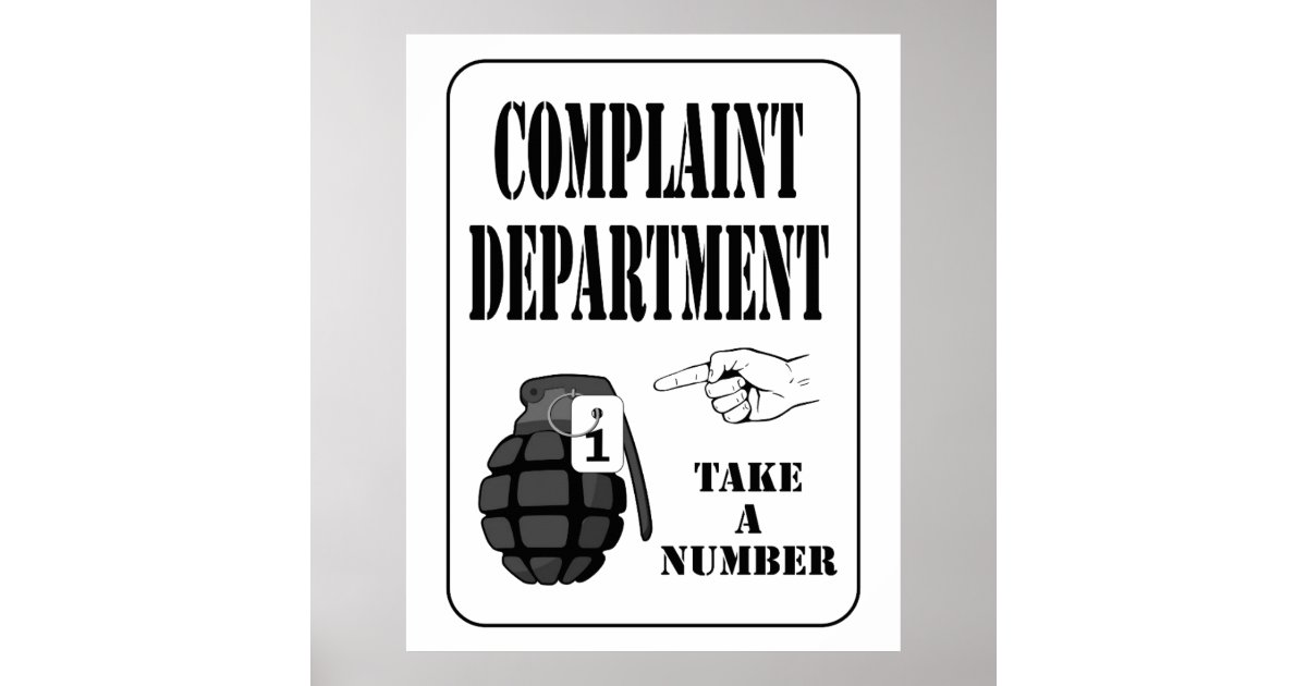 Funny Complaint Department, Take a Number Poster | Zazzle