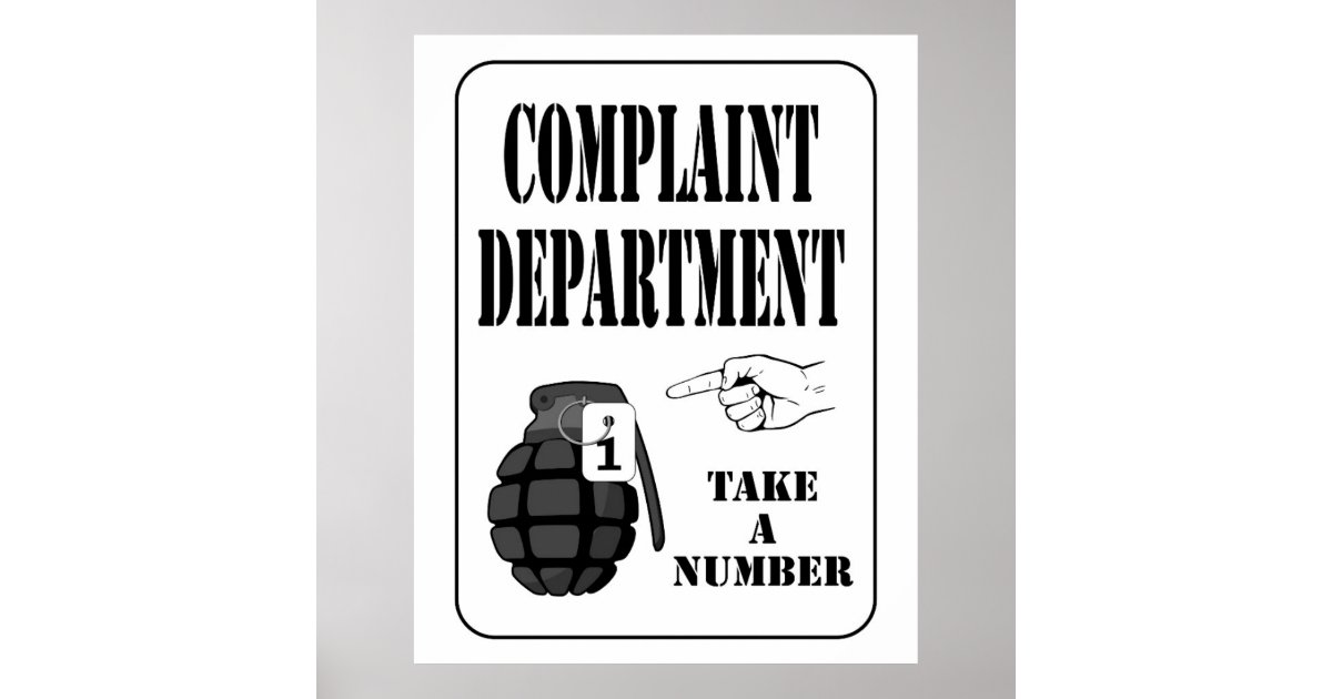 Funny Complaint Department, Take a Number Poster | Zazzle
