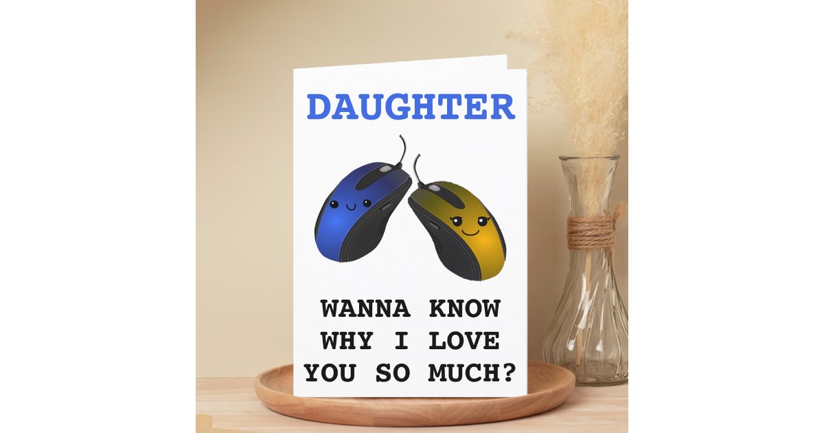 Funny Computer Mouse Click Daughter Happy Birthday Thank You Card | Zazzle