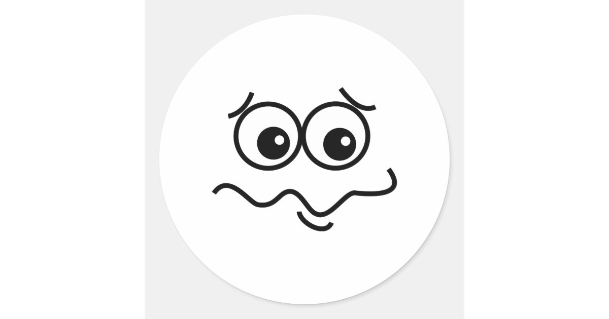 Funny Confused Comic Cartoon Face Classic Round Sticker | Zazzle