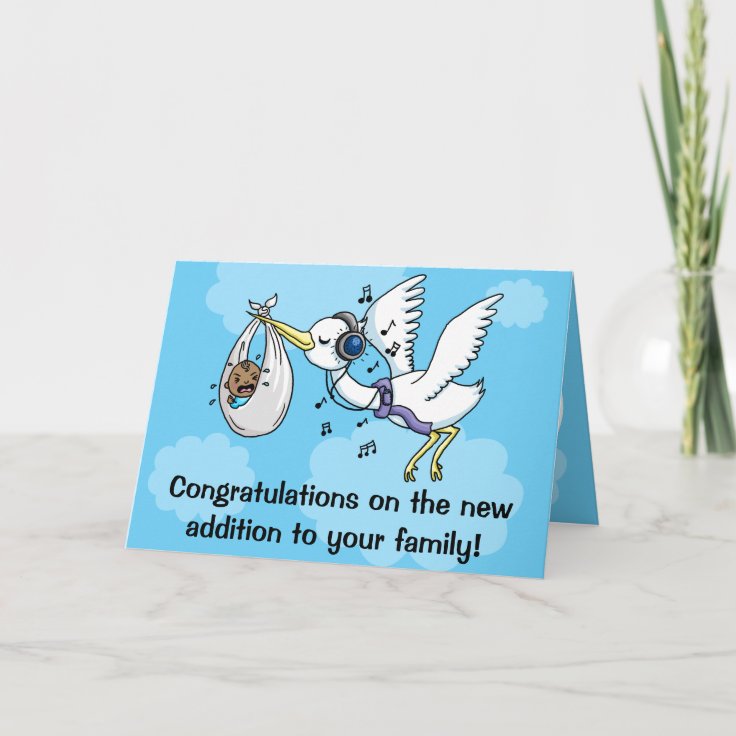 Funny congratulations new baby Stork Card | Zazzle