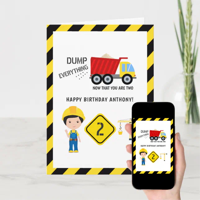 Funny Construction Birthday Greeting Card | Zazzle