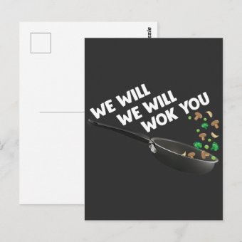 Funny Cooking Asian cuisine Food Pun Cook Wok Chef Postcard | Zazzle