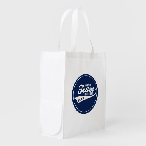 Funny Cool Sports Team Logo Your Custom Team Name Reusable Grocery Bag ...
