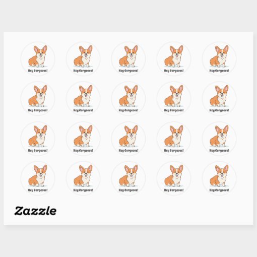 Funny Corgi Puppy - Hey Corgeous Classic Round Sticker | Zazzle