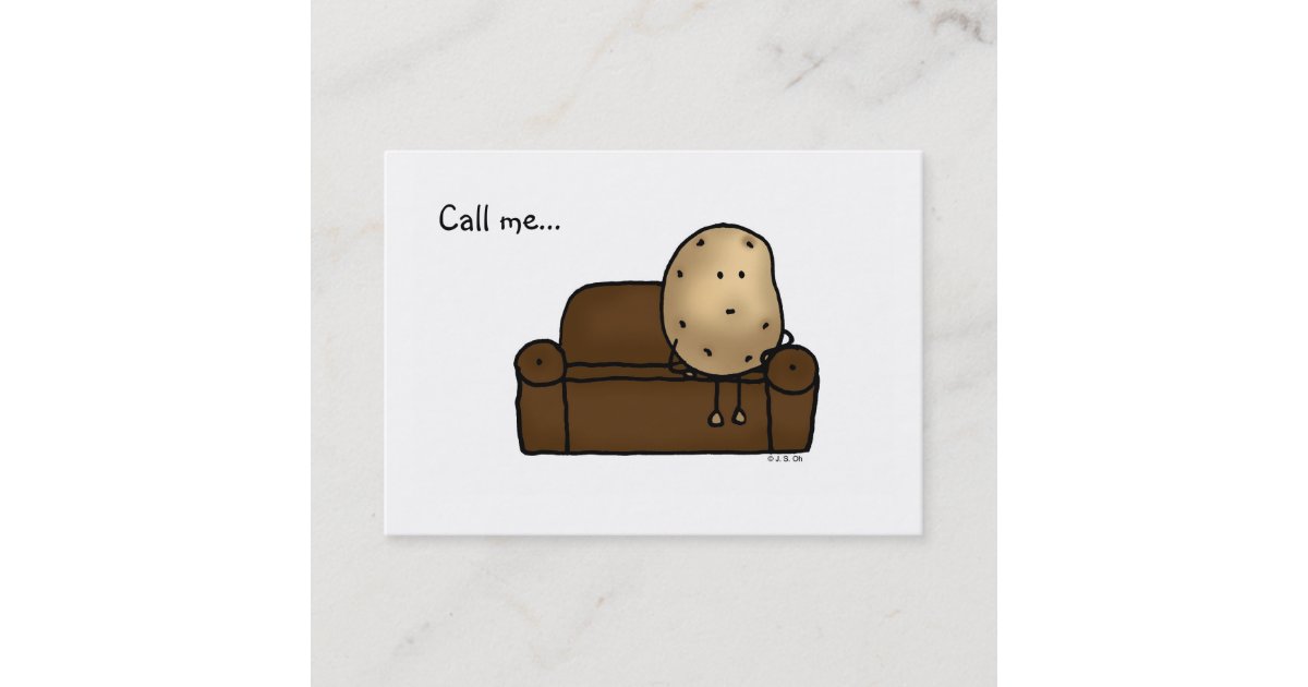 Funny Couch Potato Cartoon Design Calling Card | Zazzle