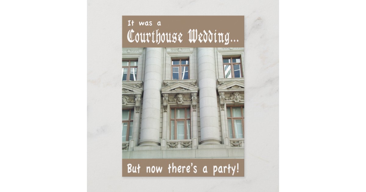 Funny Courthouse Wedding just married announcement | Zazzle