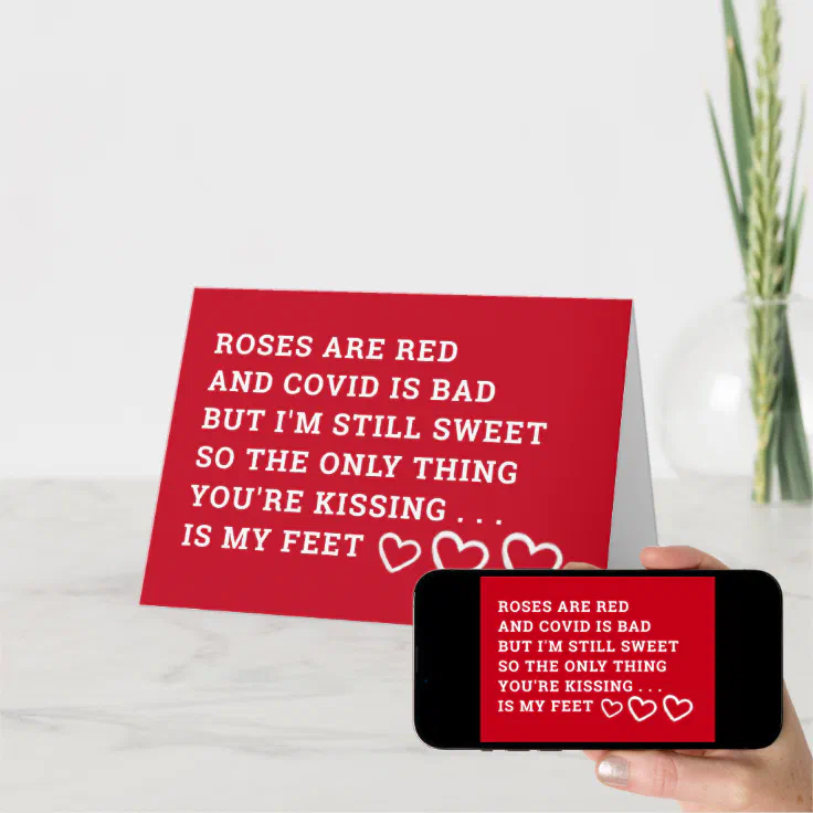 Funny Covid 19 Valentines Day Poem Typography Holiday Card | Zazzle