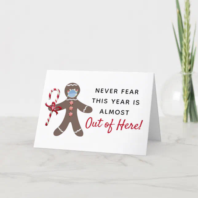 Funny Covid Christmas Face Masked Gingerbread Man Holiday Card | Zazzle