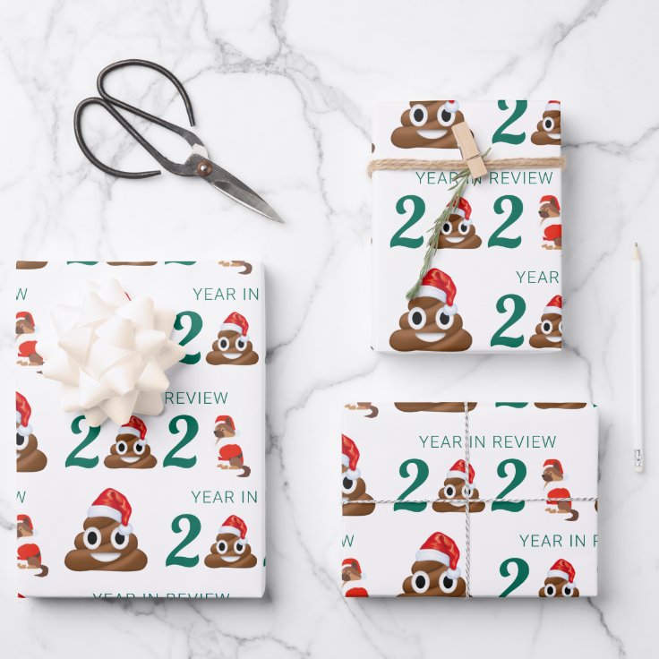 Funny Covid Christmas Poop Year Review Quarantine Wrapping Paper Sheets ...