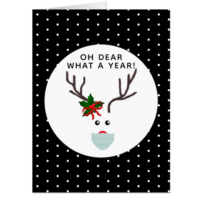 Funny Covid Christmas Reindeer Wearing Face Mask Card | Zazzle