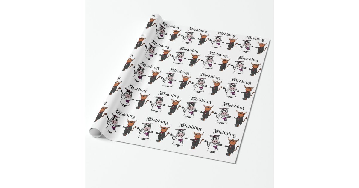 Funny Cow and Bull Wedding Wrapping Paper | Zazzle