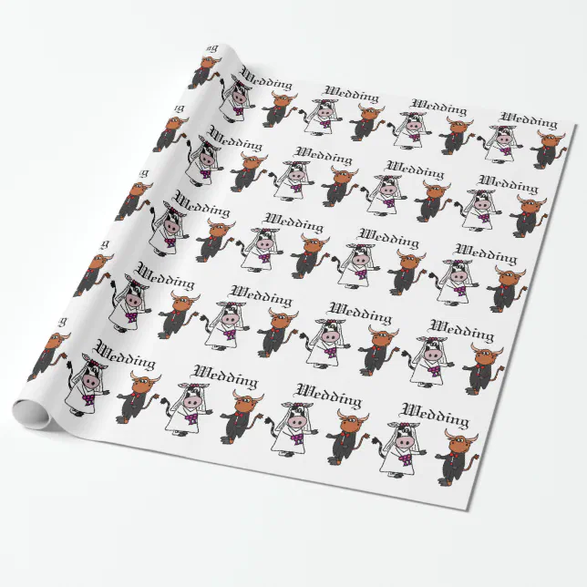 Funny Cow and Bull Wedding Wrapping Paper | Zazzle