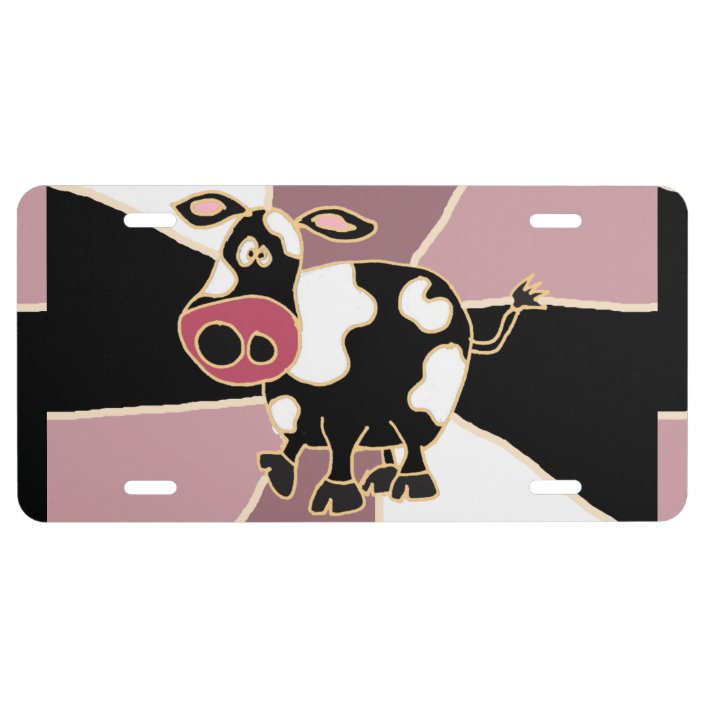 Funny Cow Art Front License Plate | Zazzle