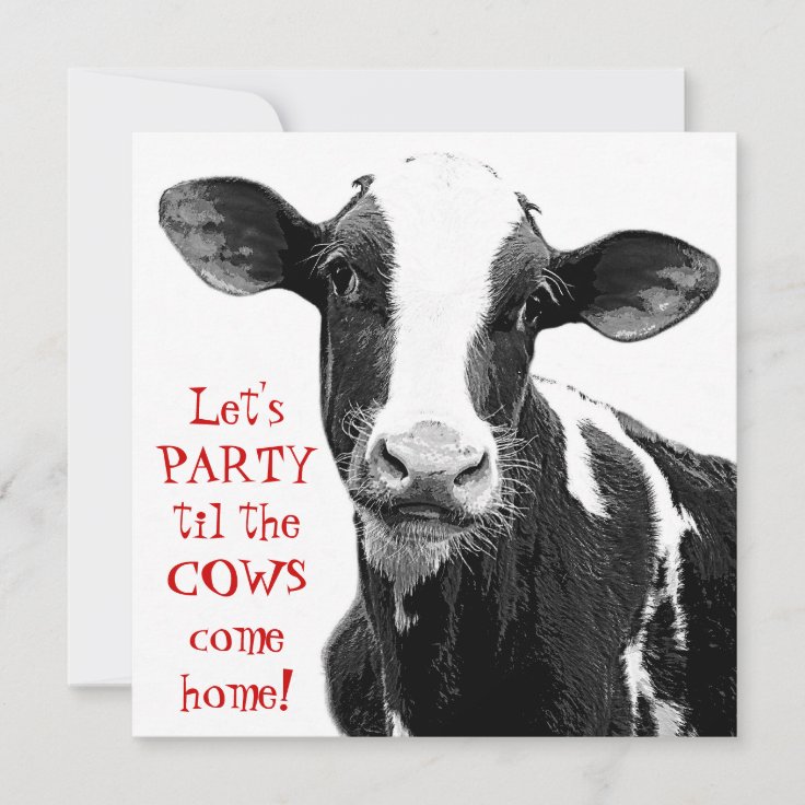 Funny Cow Bachelorette Party or Girl's Night Out Invitation | Zazzle