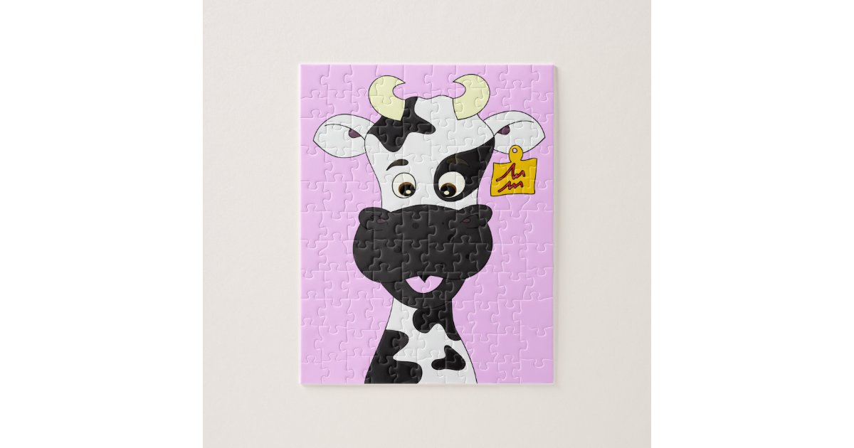 Funny cow cartoon kids jigsaw puzzle | Zazzle