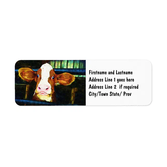 Funny Cow Face Label | Zazzle