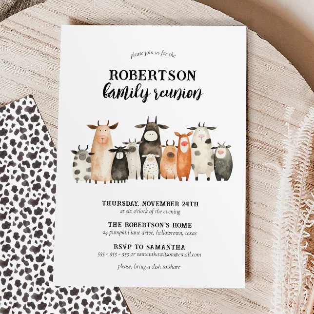 Funny Cow Family Reunion Invitation | Zazzle