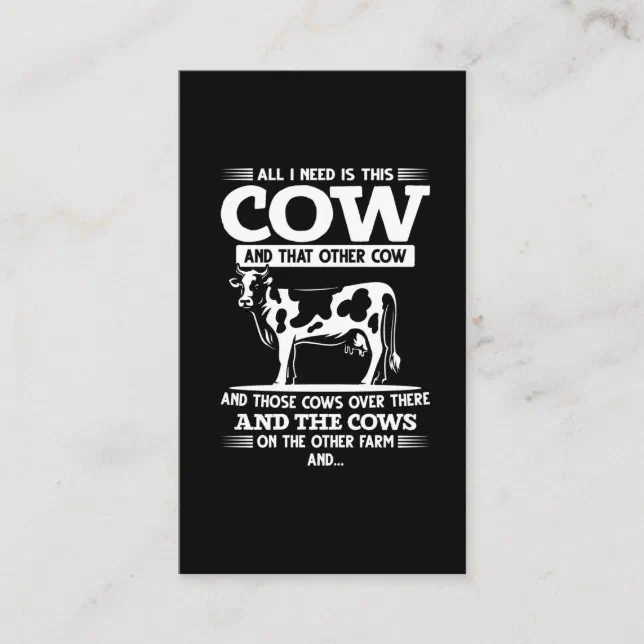 Funny Cow Farmer Cattle Farming Quotes Business Card | Zazzle
