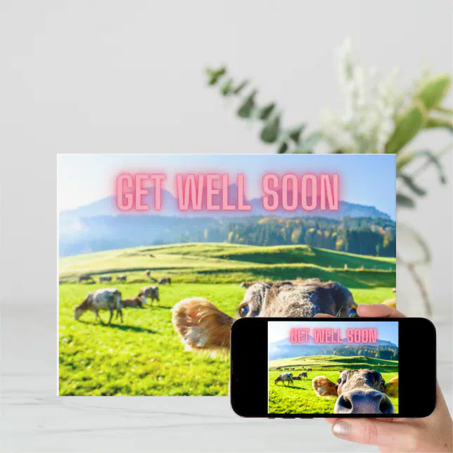 Funny Cow Get Well Soon Card | Zazzle