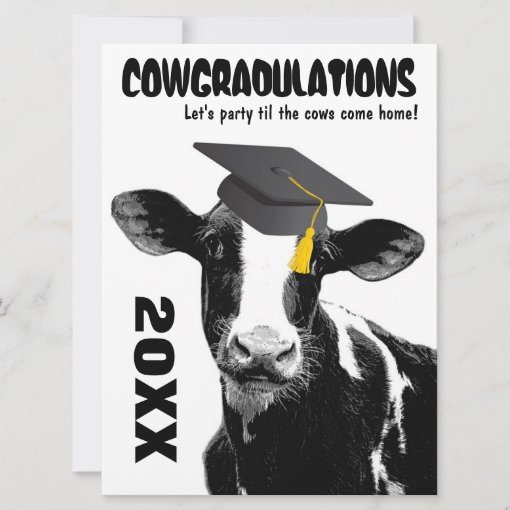 Funny Cow Graduation Congratulations Invitation | Zazzle