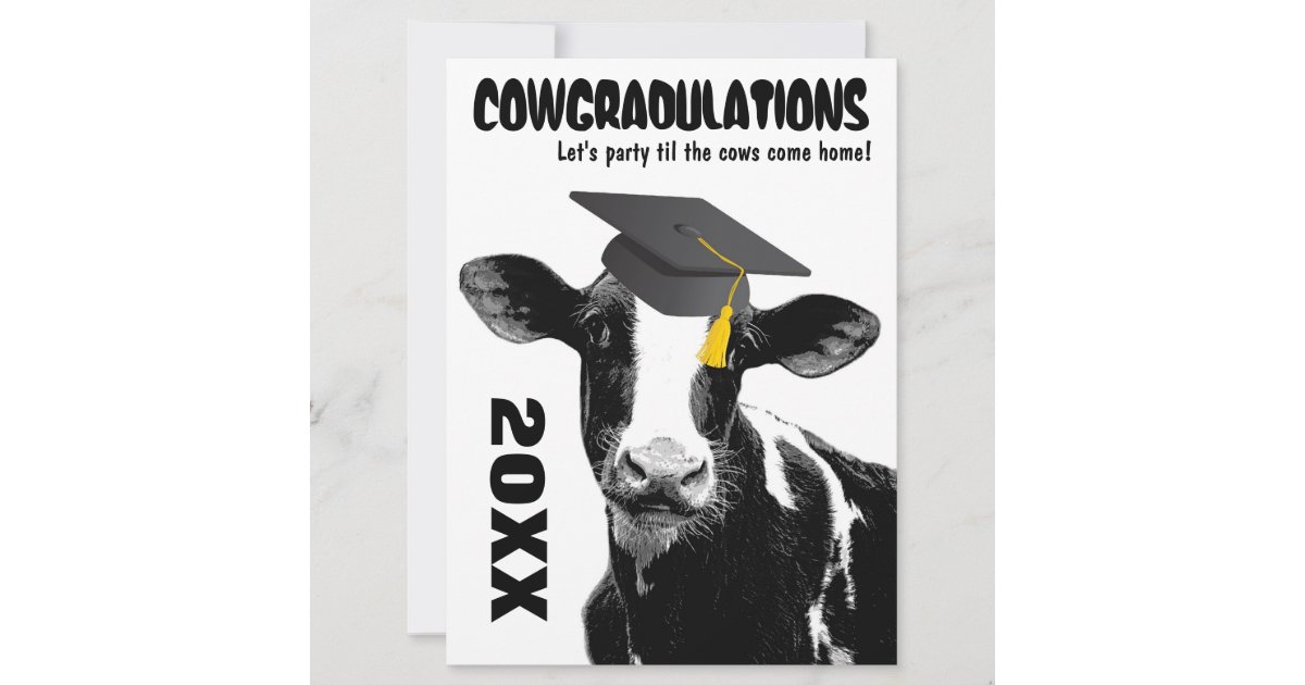 Funny Cow Graduation Congratulations Invitation | Zazzle