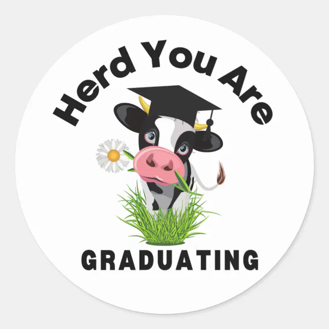 Funny Cow Graduation Sticker | Zazzle
