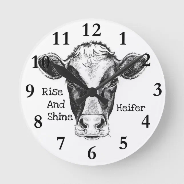 Funny Cow Home Decor Round Clock | Zazzle